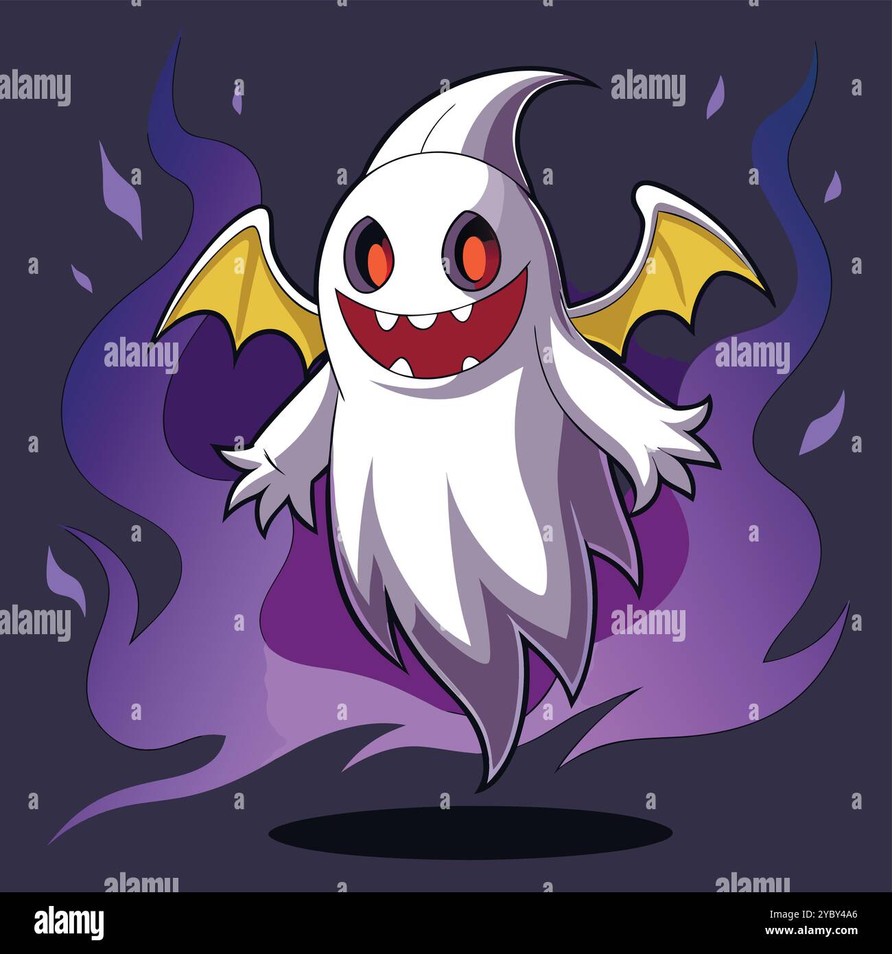 Cute ghost floating with Halloween. Funny spooky boo character. Spook ...