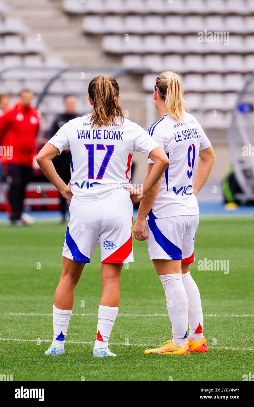 Paris, France. 20th Oct, 2024. Danielle van de Donk (17 Olympique Lyonnais) and Eugenie Le ...
