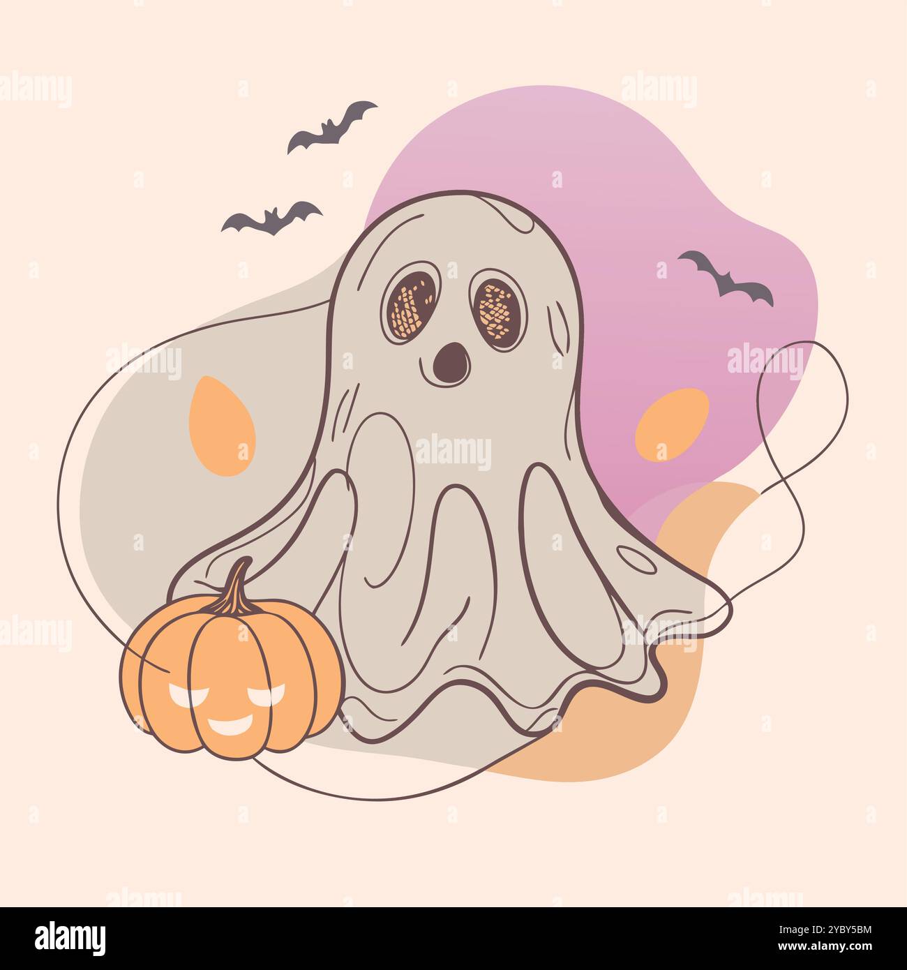 Cute ghost floating with Halloween. Funny spooky boo character. Spook ...