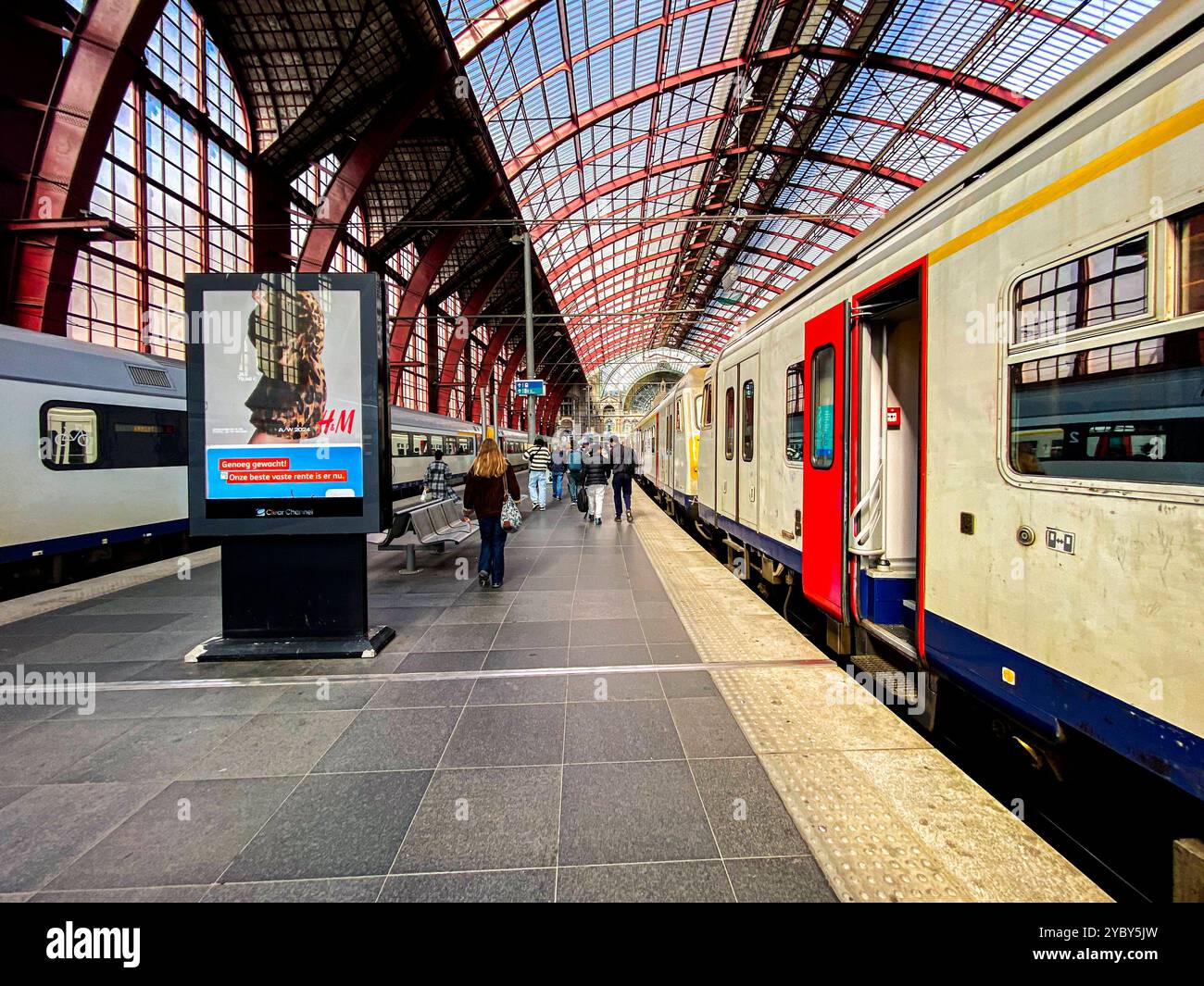 Arriving by Train. Regional Intercity Train Arriving in Antwerp ...