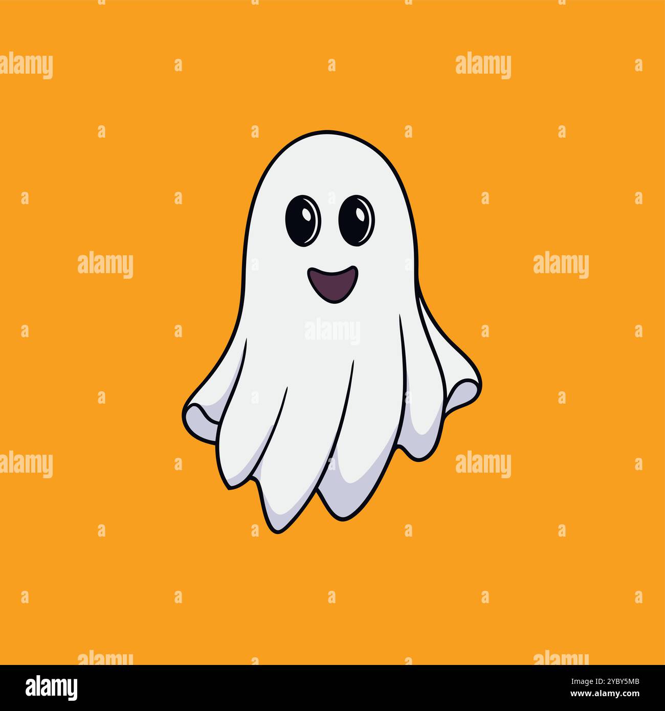 Cute ghost floating with Halloween. Funny spooky boo character. Spook ...
