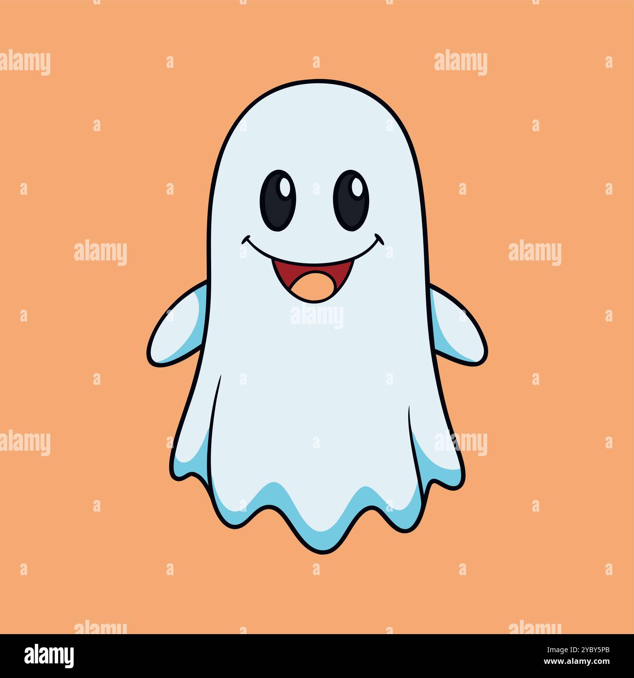 Cute ghost floating with Halloween. Funny spooky boo character. Spook ...