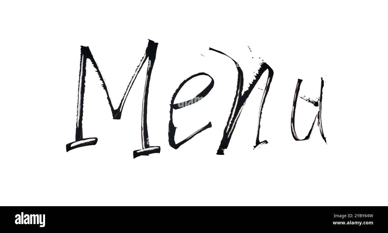 Creative handwritten menu design in bold black ink on clean white ...