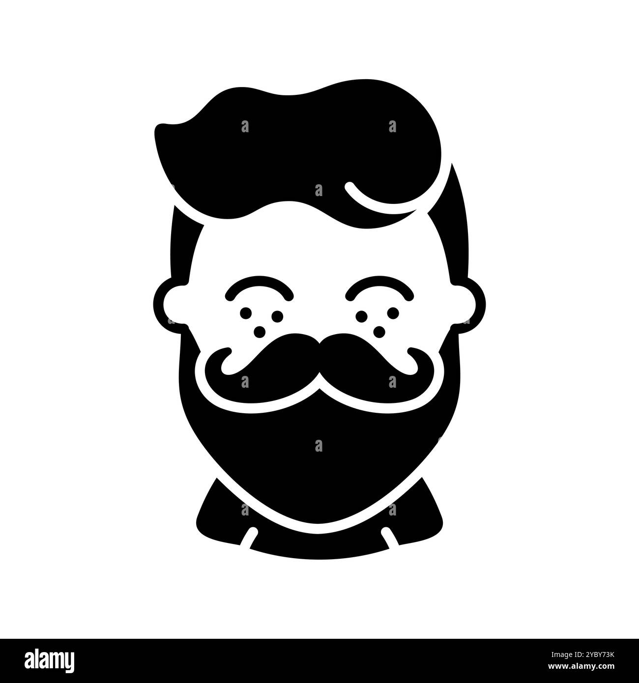 Bearded man's face vector solid icon. Hipster symbol. Avatar character ...