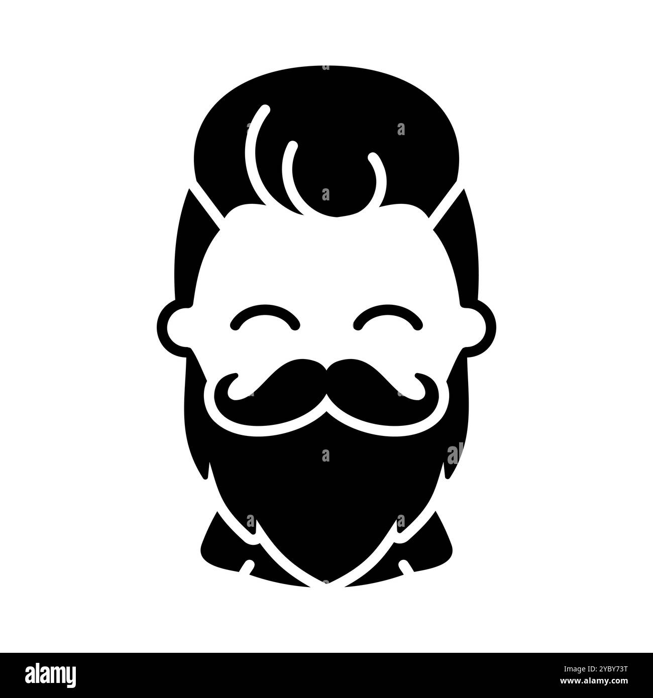 Bearded man's face vector solid icon. Hipster symbol. Avatar character ...