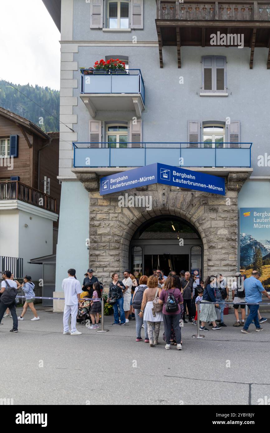 Lauterbrunnen, Switzerland - July 23, 2024: Gondola tramway cable car ...