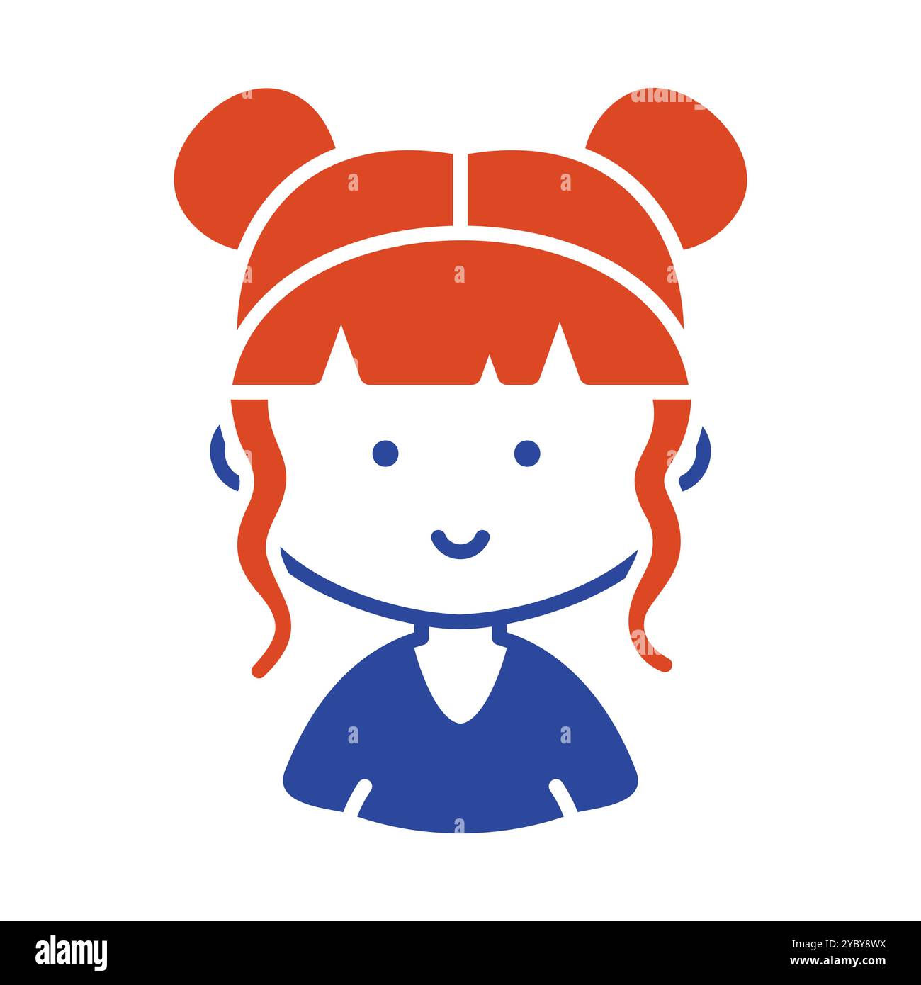 Cute female head with pretty fashion hairdo vector solid icon. Avatar ...