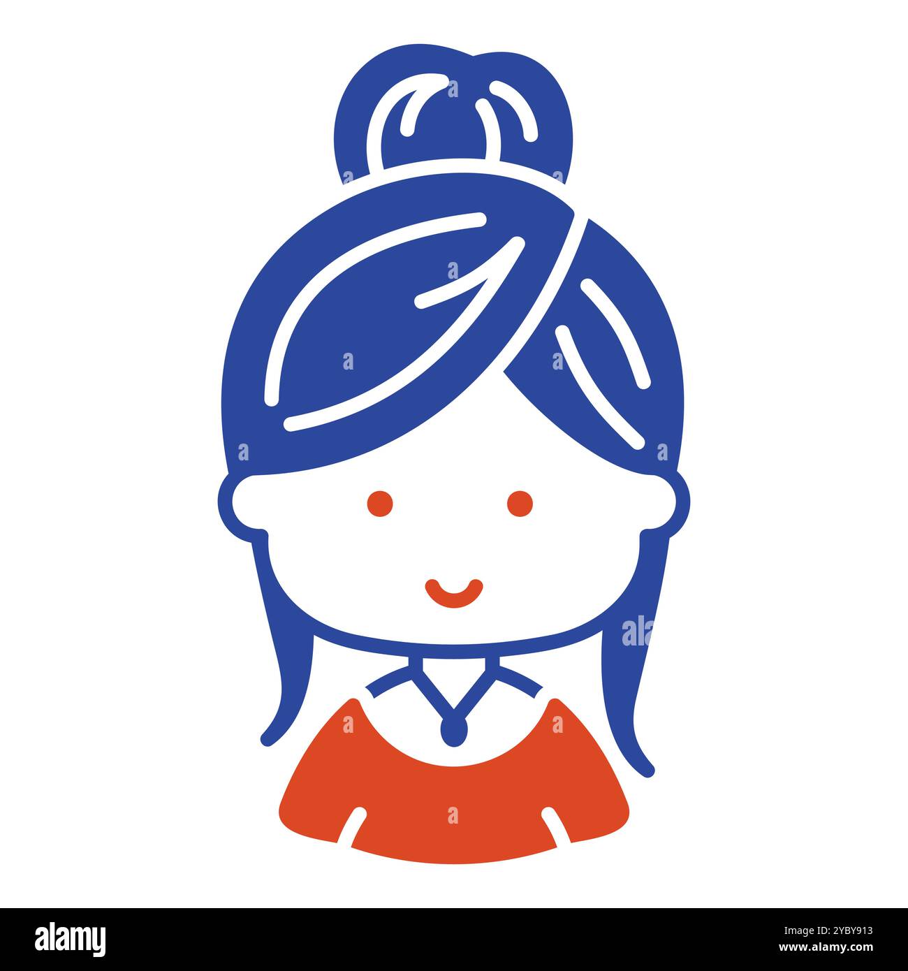 Cute female head with pretty fashion hairdo vector solid icon. Avatar ...