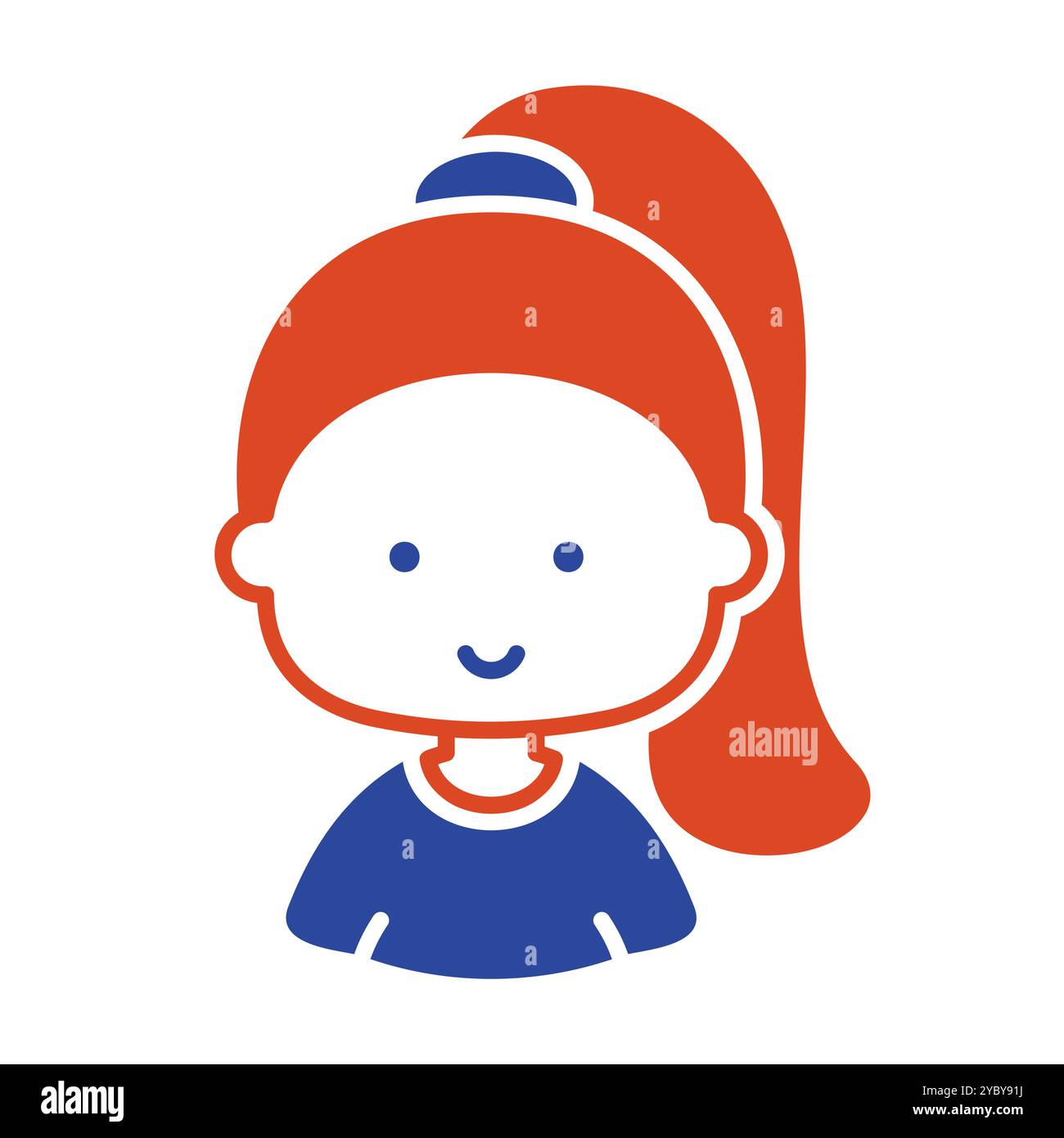Woman girl head with ponytail vector solid icon. Avatar character ...