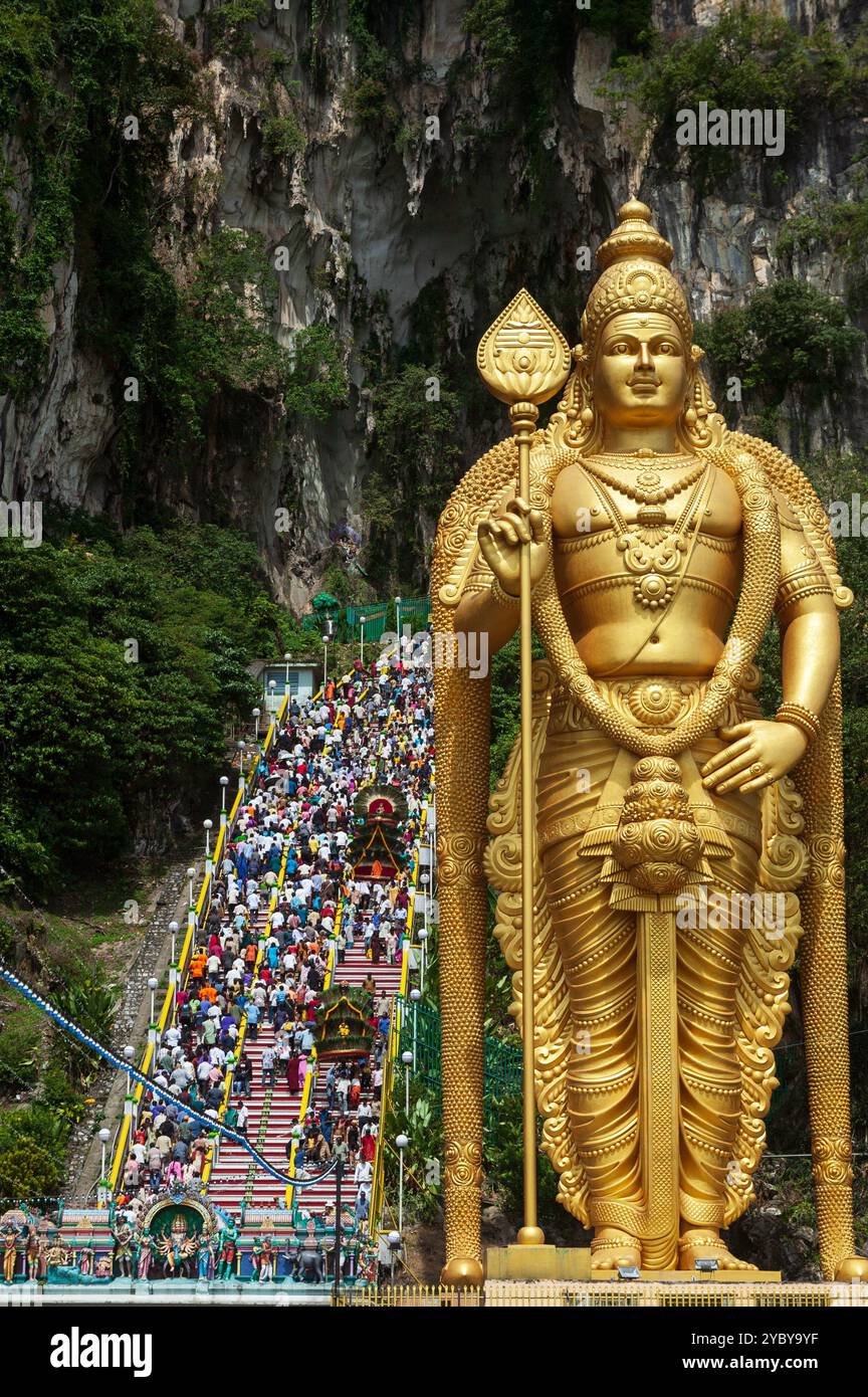 Batu Caves is a mogote with a series of limestone caves in Malaysia ...