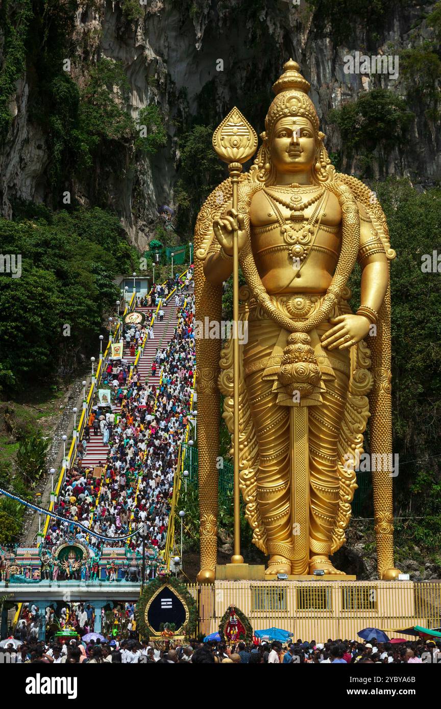 Batu Caves is a mogote with a series of limestone caves in Malaysia ...