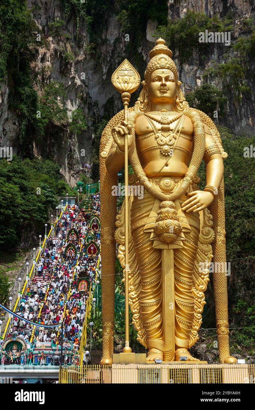 Batu Caves is a mogote with a series of limestone caves in Malaysia ...