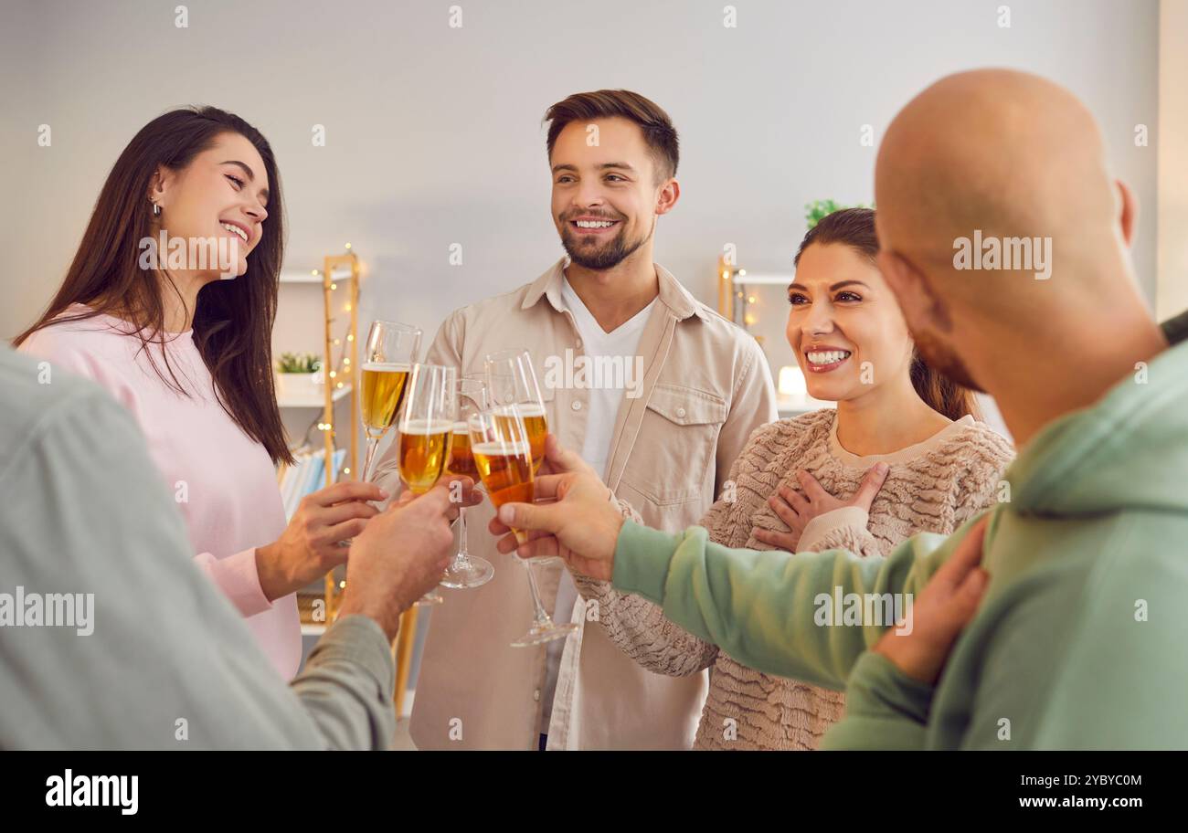 Group people toasting glass hi-res stock photography and images - Alamy