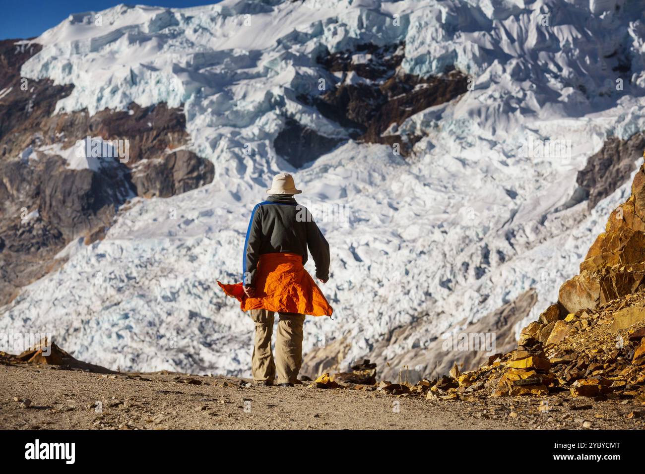 Hiking scene in Cordillera mountains, Peru Stock Photo - Alamy