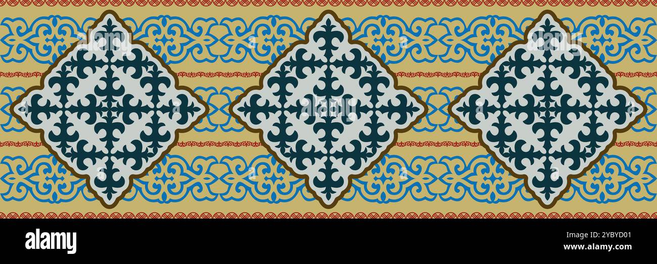 Ethnic patterns. Traditions of nomads, Kazakh steppes, Asian Mongolian ...