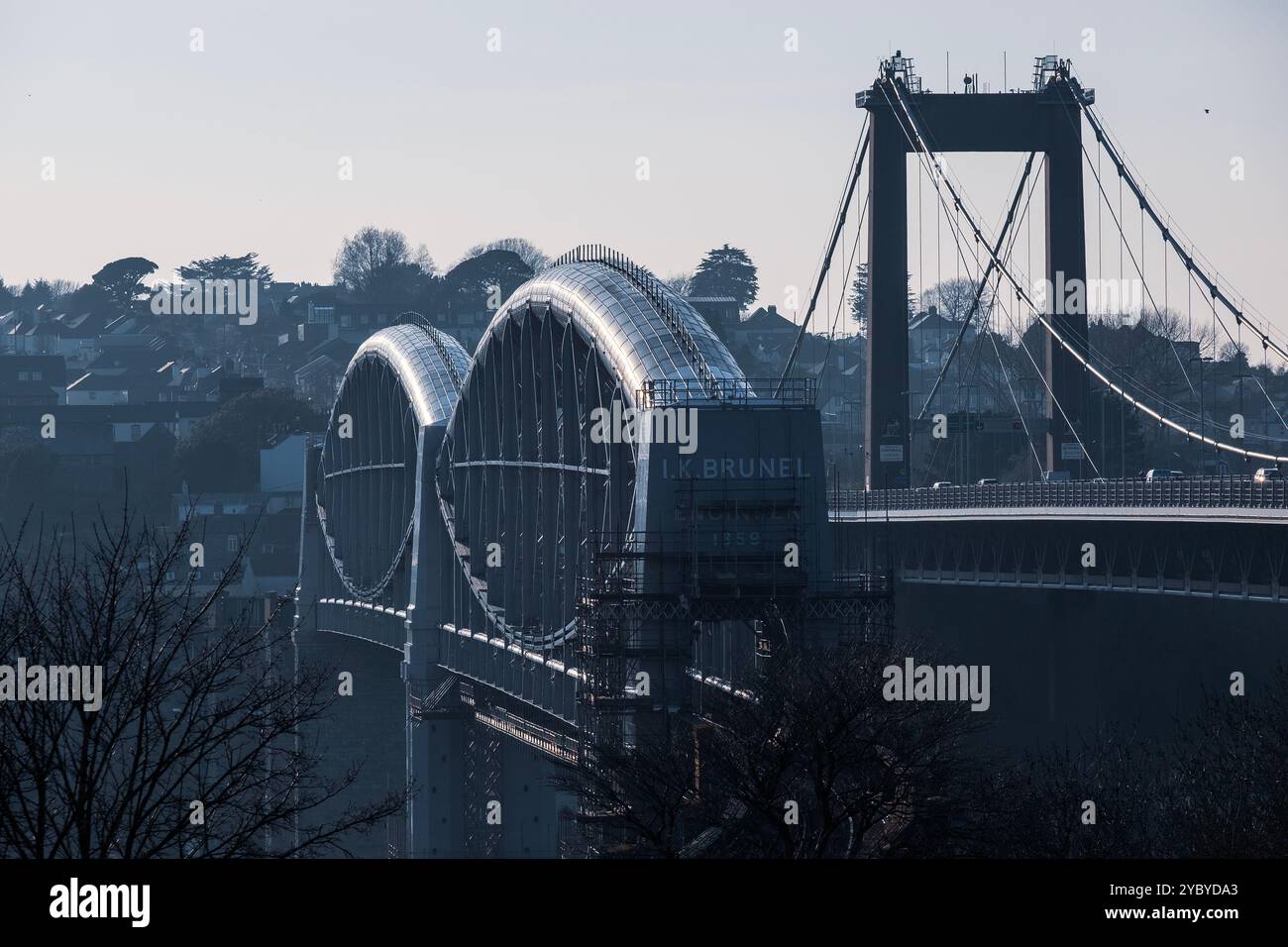 ROYAL ALBERT BRIDGE ISAMBARD KINGDOM BRUNEL SALTASH TO PLYMOUTH RAIL ...