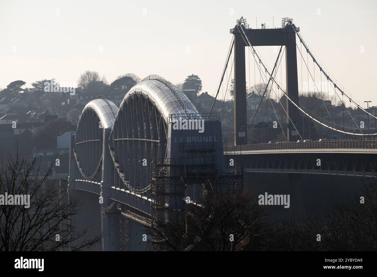ROYAL ALBERT BRIDGE ISAMBARD KINGDOM BRUNEL SALTASH TO PLYMOUTH RAIL ...