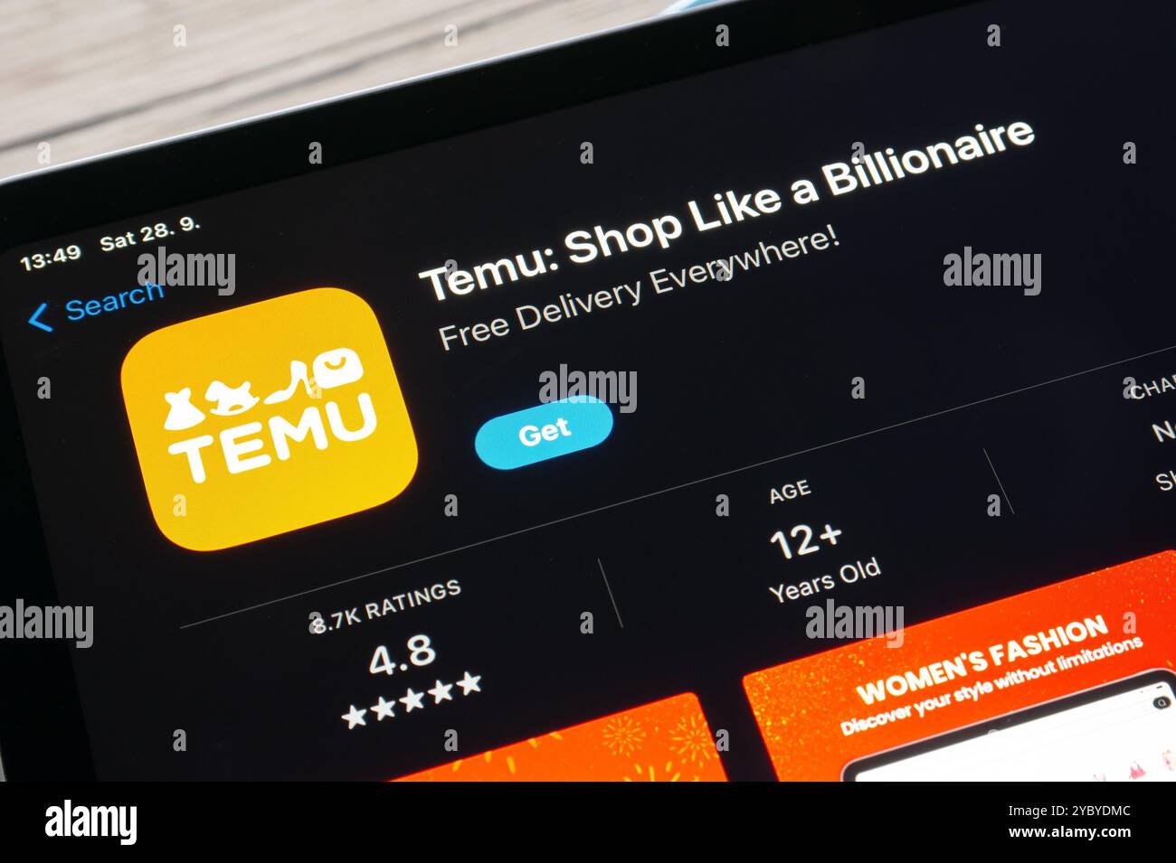OSTRAVA, CZECHIA - SEPTEMBER 28, 2024: App store with Temu Chinese ...
