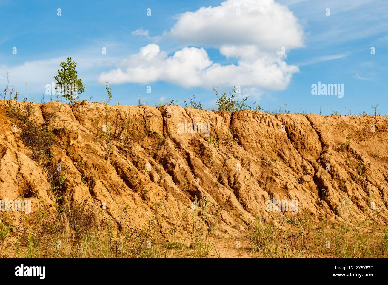 Sandy slope with traces of water flows, rain erosion Stock Photo - Alamy