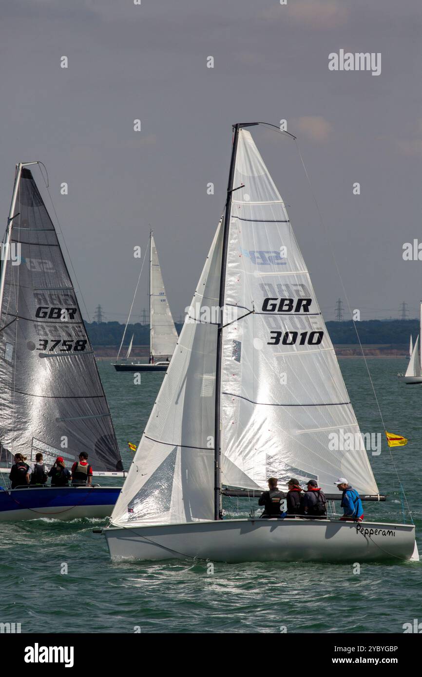 Cowes Week 2022 - Laser SB20 class yachts racing in the regatta Stock ...