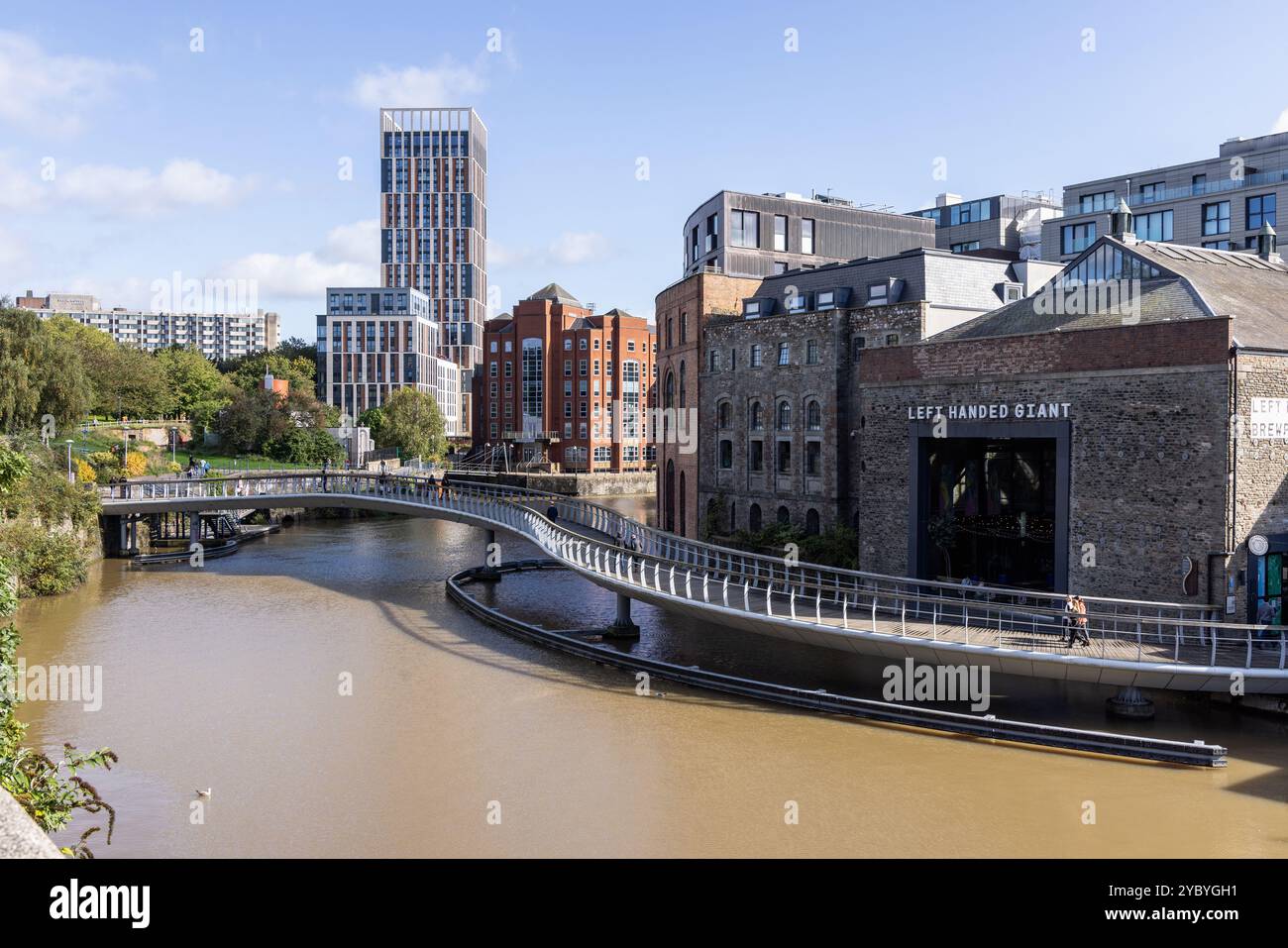 The Left Handed Giant brewpub and Castle Bridge beside the River Avon ...