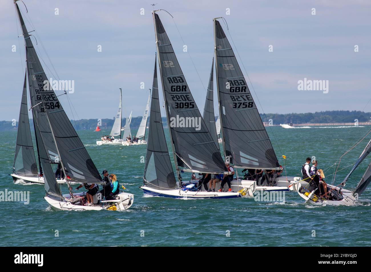 Cowes Week 2022 - Laser SB20 class yachts racing in the regatta Stock ...
