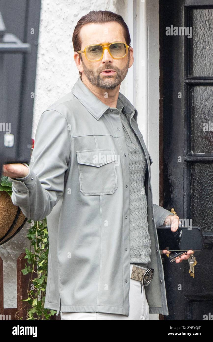 David Tennant on the set of Thursday Murder Club, filming an outdoor ...