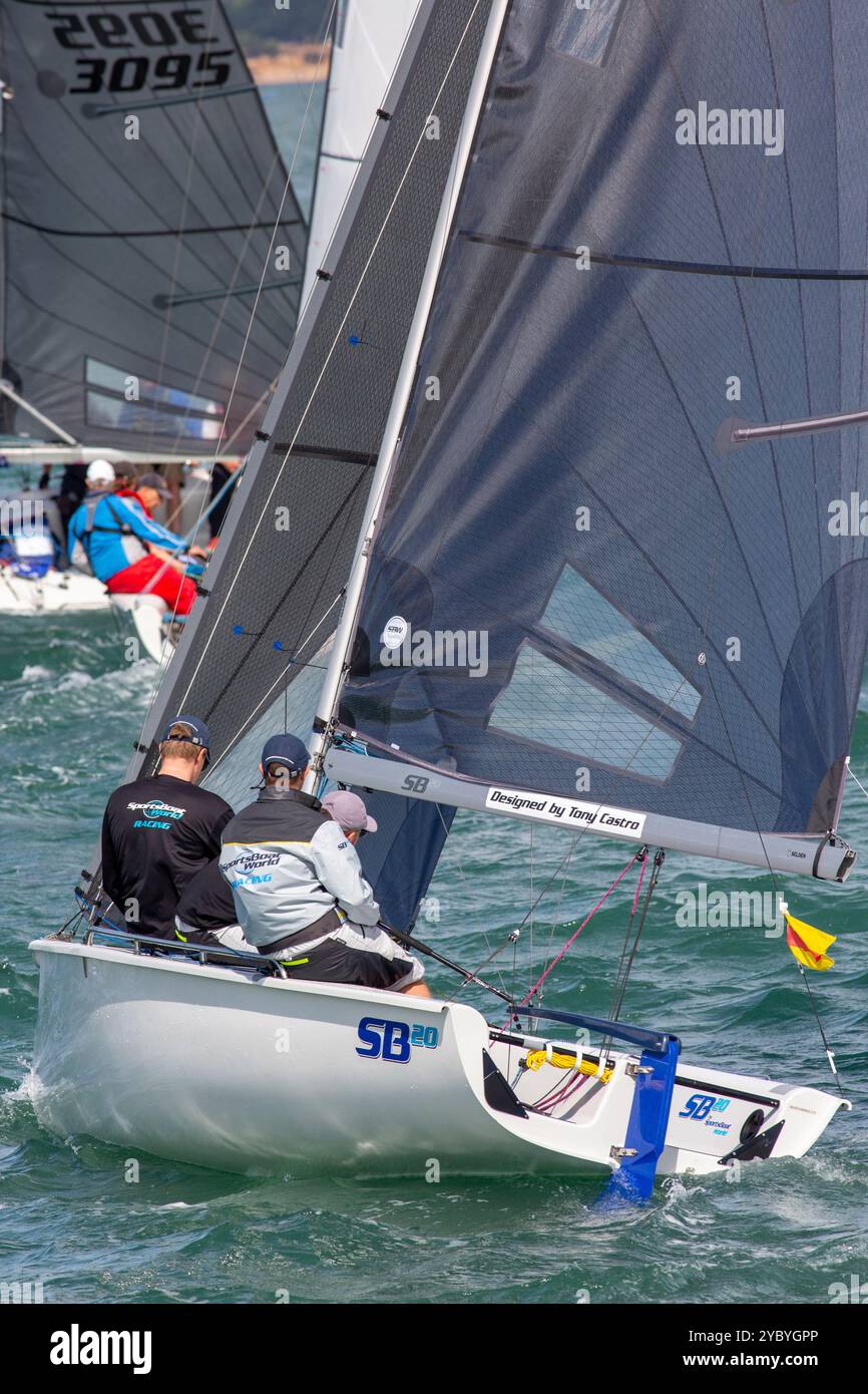 Cowes Week 2022 - Laser SB20 class yachts racing in the regatta Stock ...