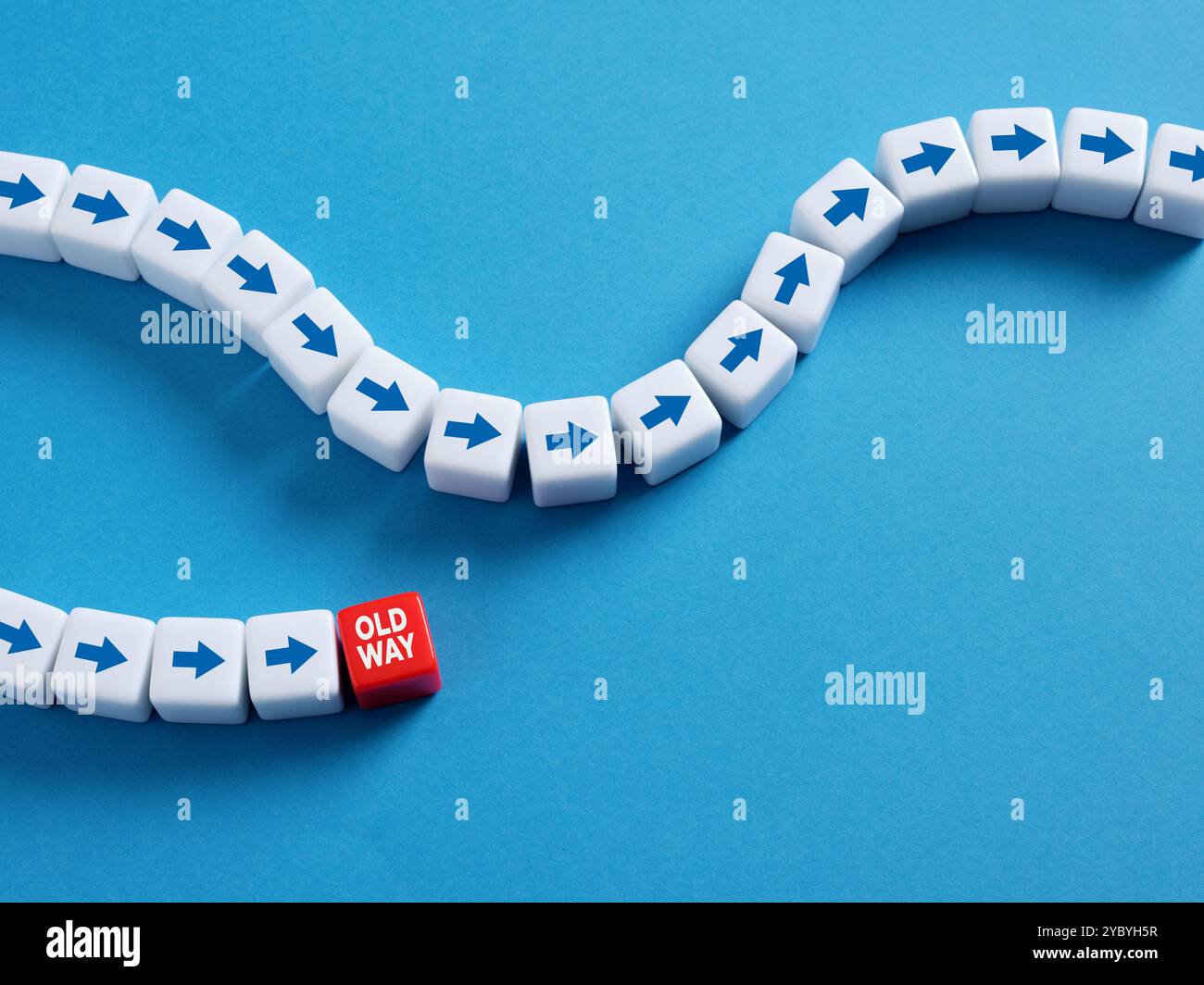 Old way vs new way. Improvement and change. Path of blocks with arrows ...