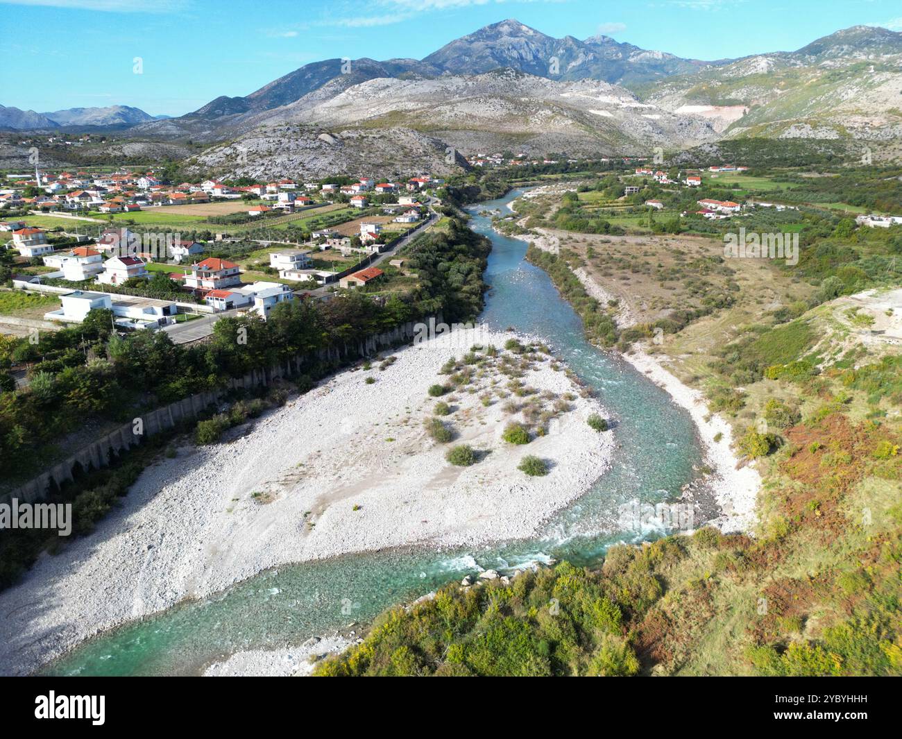 The historic Mes Bridge in Shkodra, Albania, was built in the 18th ...