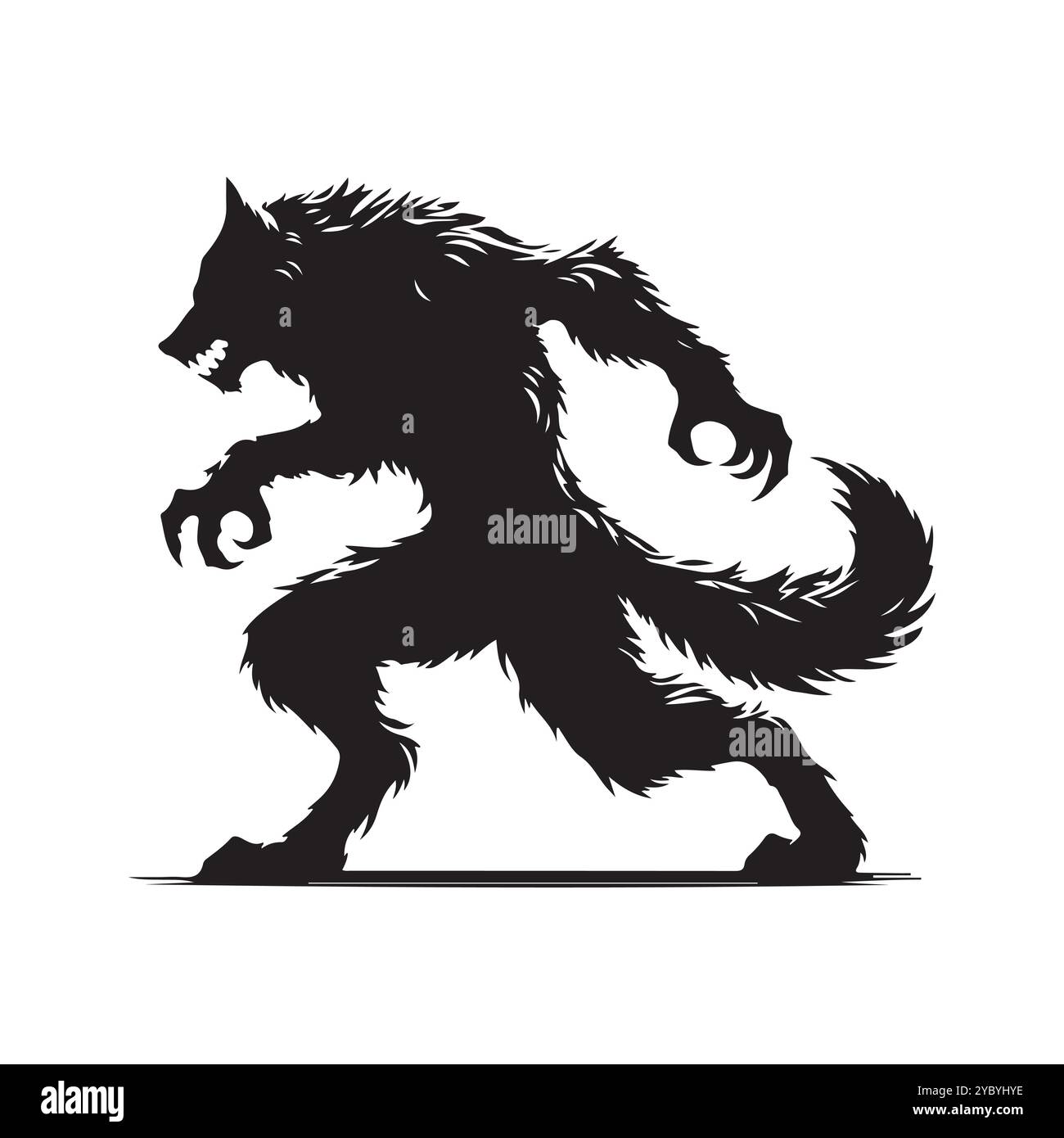 Set of werewolf silhouettes isolated on a white background, Vector ...