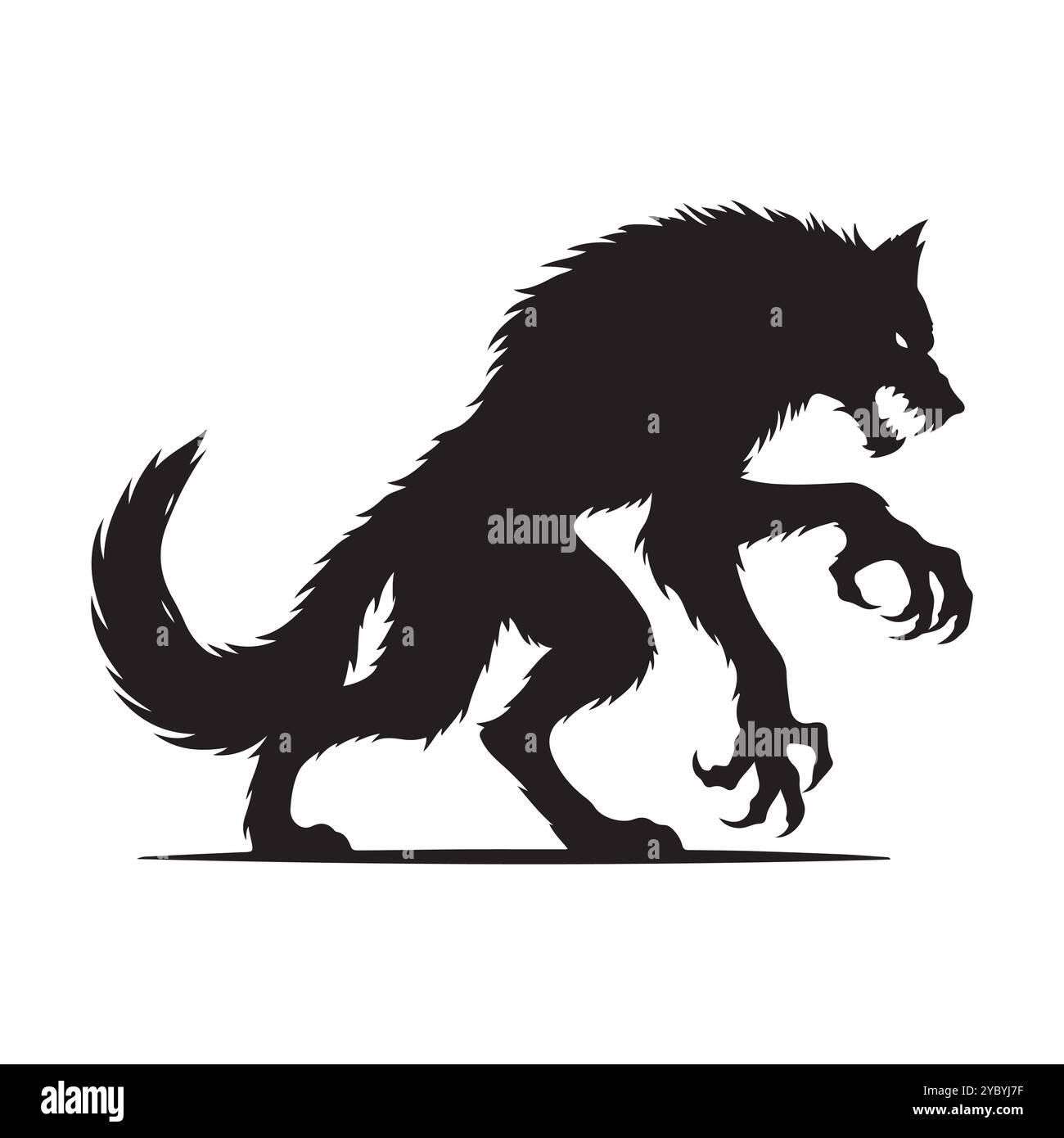 Set of werewolf silhouettes isolated on a white background, Vector ...
