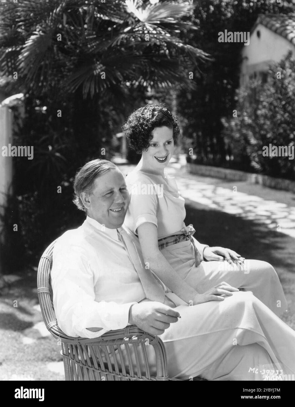 British Actors CHARLES LAUGHTON and ELSA LANCHESTER relaxing in the ...