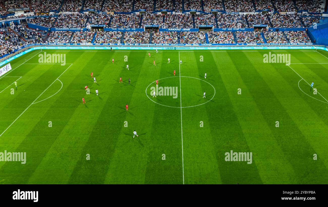 Aerial view of the Romareda soccer stadium during a Real Zaragoza match ...