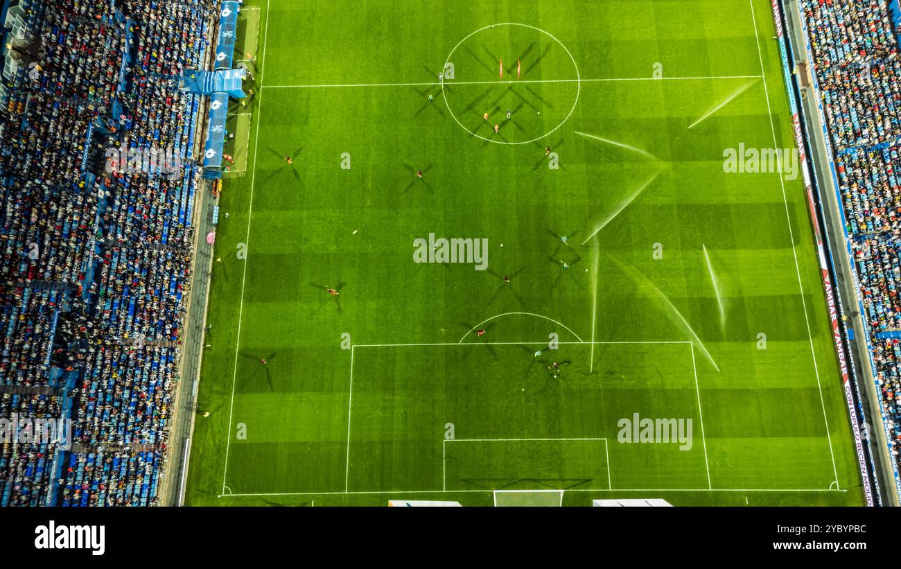Aerial view of the Romareda soccer stadium during a Real Zaragoza match ...