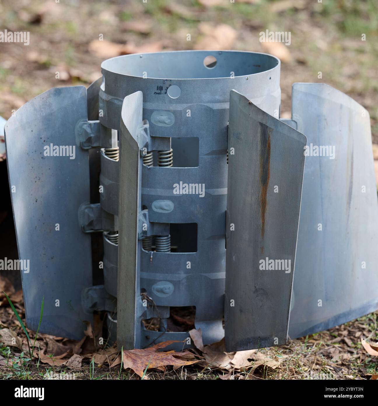 The tail section of a 220 mm rocket for the Uragan rocket fire system ...