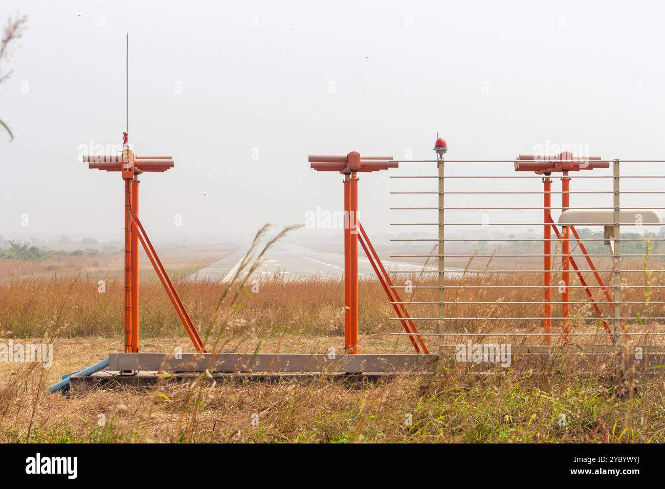 A bright orange Instrument Landing System (ILS) guiding aircraft ...