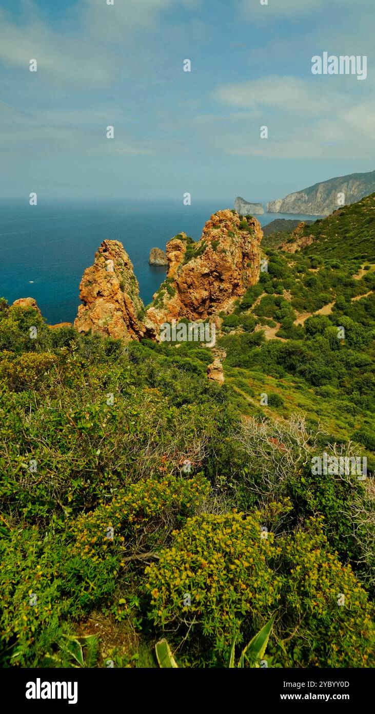 The panoramic path of Nebida with a view of the Laveria Lamarmora coast ...