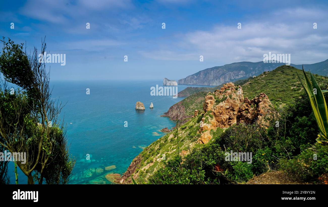 The panoramic path of Nebida with a view of the Laveria Lamarmora coast ...
