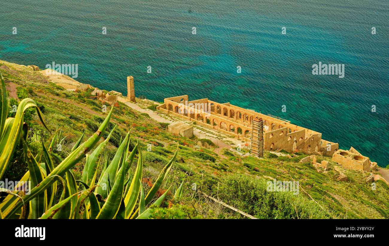 The panoramic path of Nebida with a view of the Laveria Lamarmora coast ...
