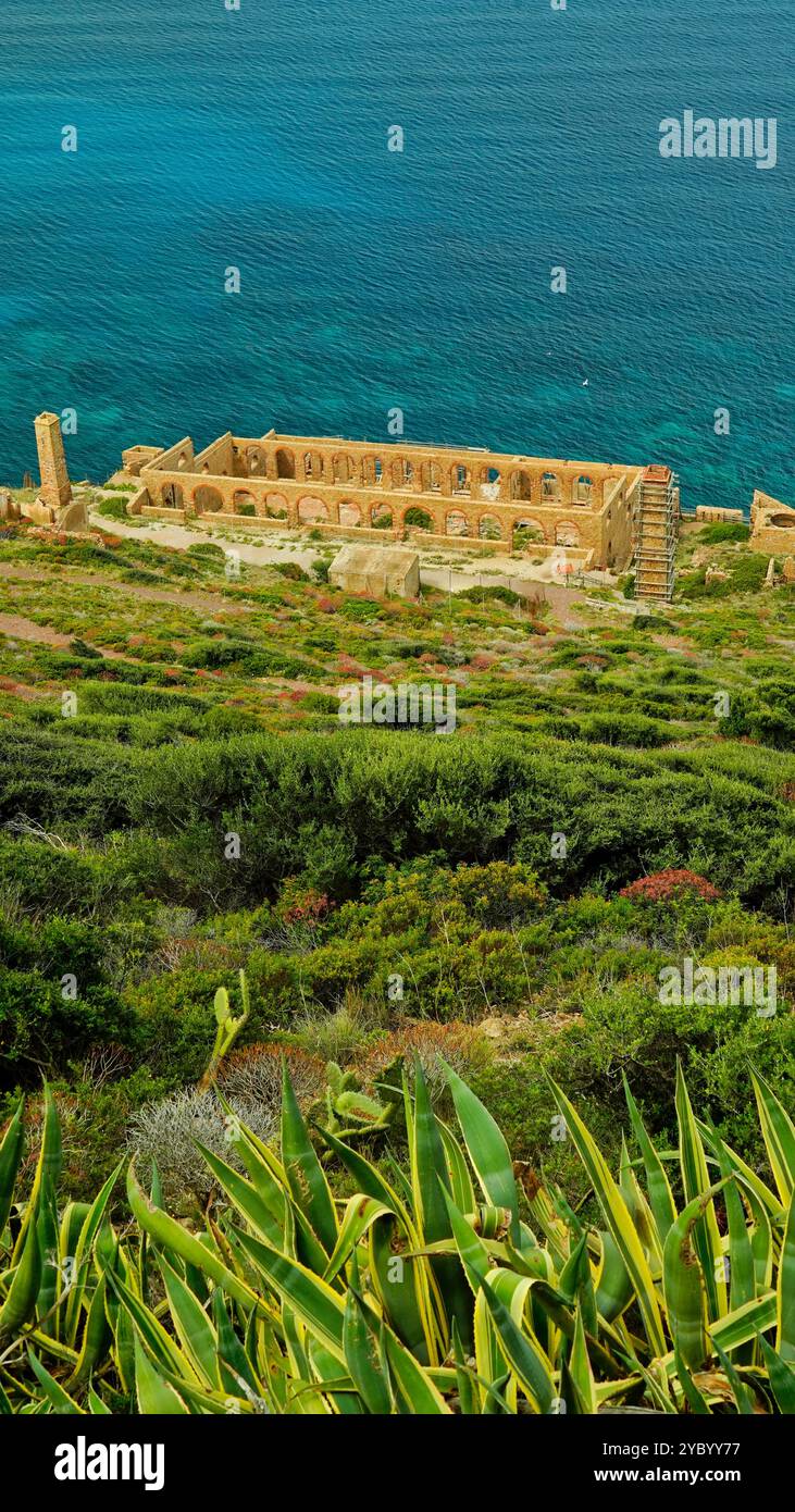 The panoramic path of Nebida with a view of the Laveria Lamarmora coast ...