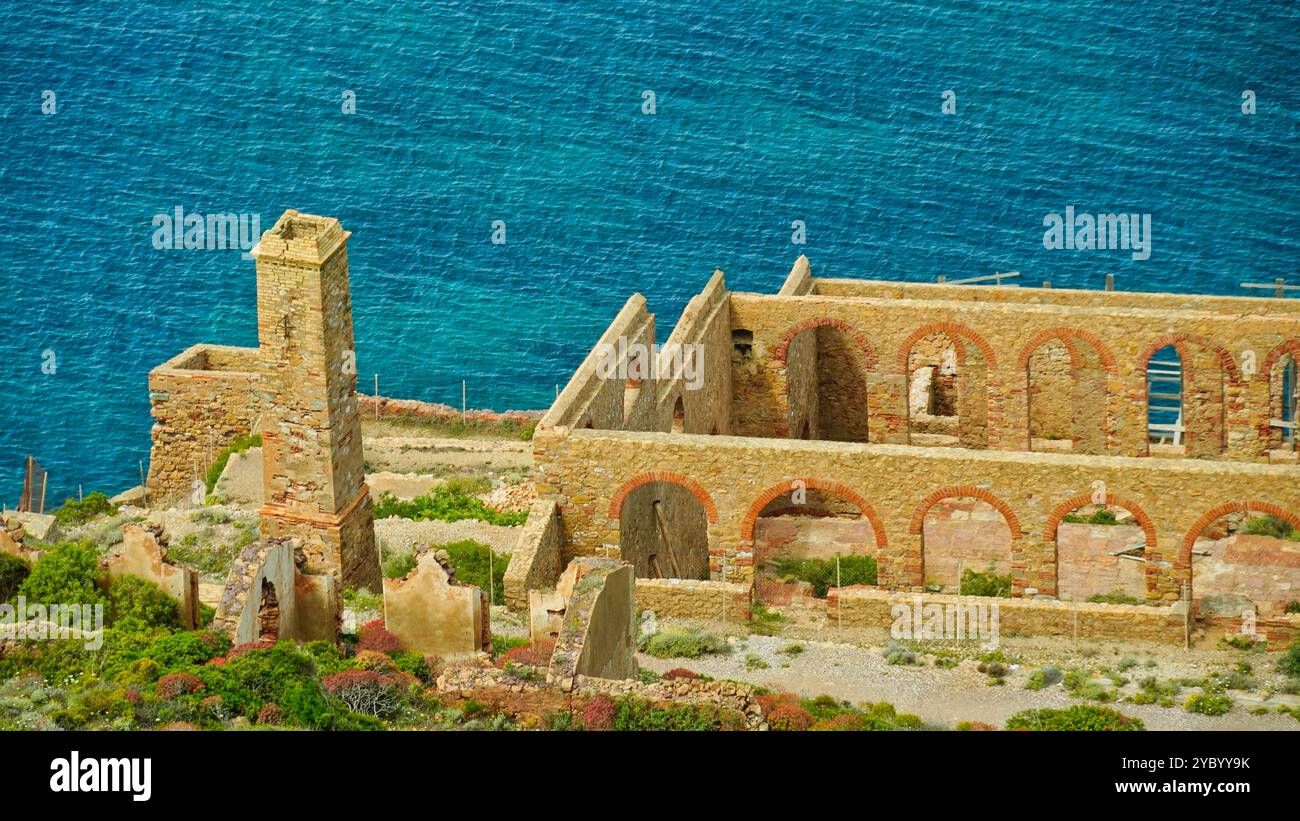 The panoramic path of Nebida with a view of the Laveria Lamarmora coast ...