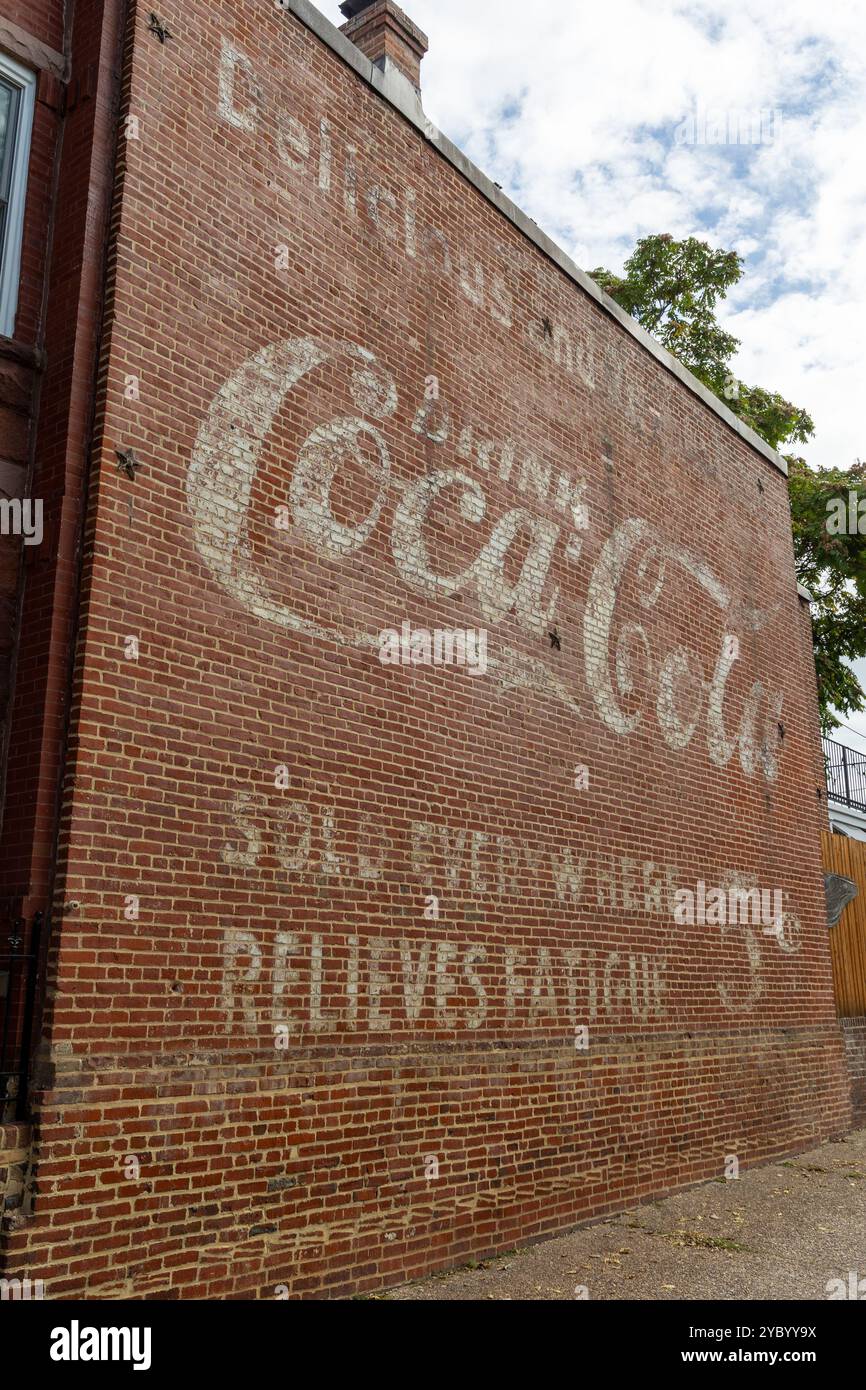 Washington DC - September 19 2024: Old Coca Cola mural on a red brick ...