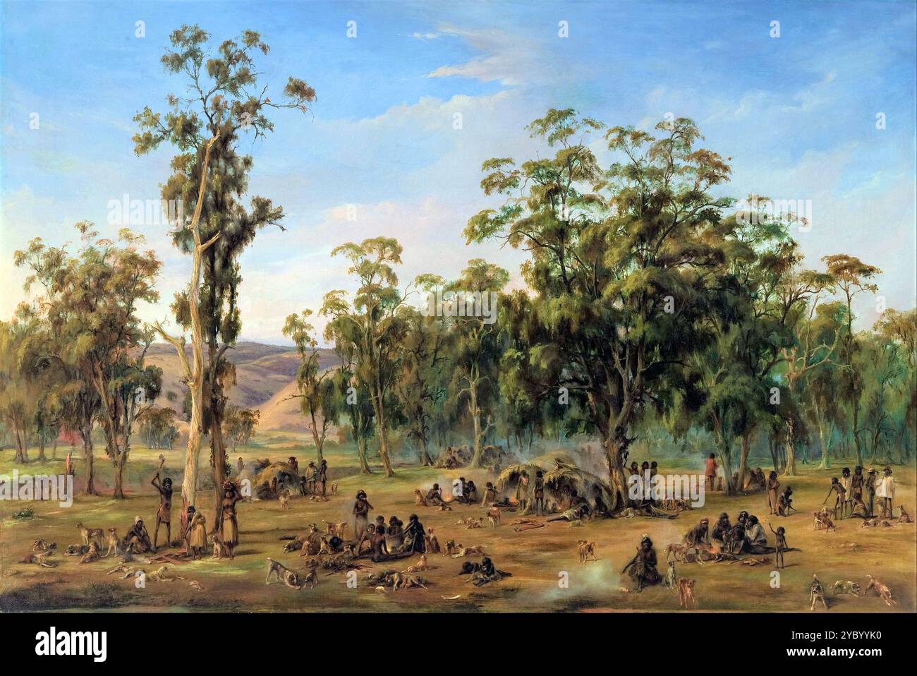 An Aboriginal encampment near the Adelaide foothills in an 1854 ...