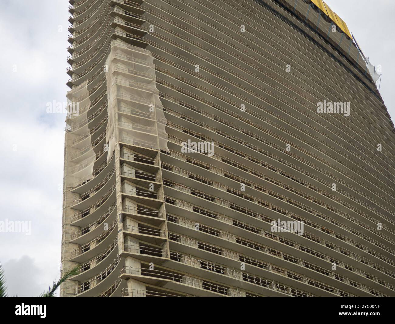 High-rise building under construction. Concrete frame of the building ...