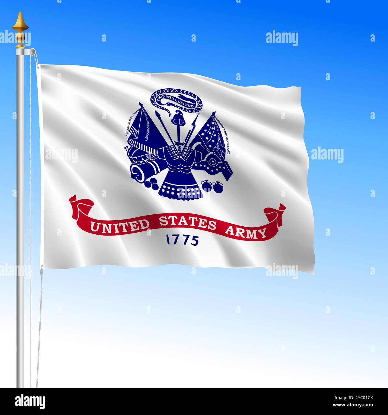 US Army official waving flag, United States of America, vector ...