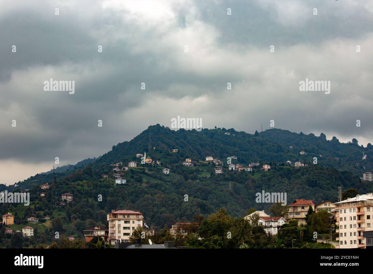 Misty Hills of Çayeli, Rize, Turkey – Traditional Houses and a Mosque ...