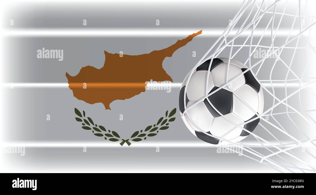 Soccer or Football ball in Goal Net Isolated on Cyprus Shaded Flag ...
