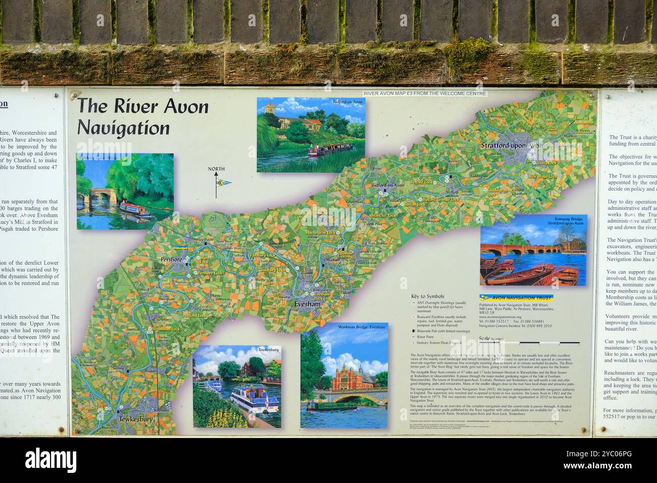 August 2024 - Wall map showing the river Avon navigation in Tweksbury ...