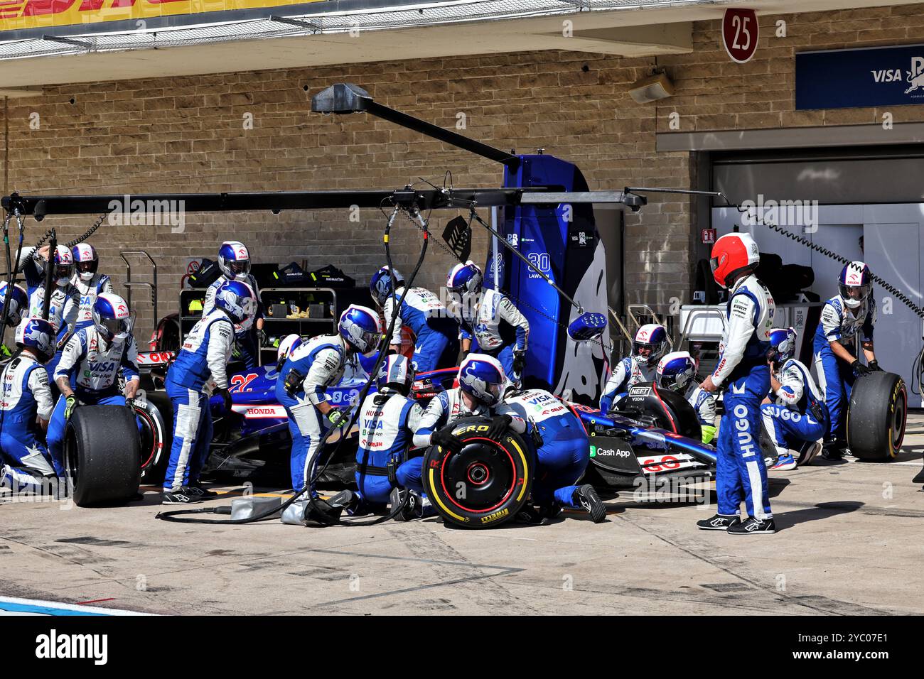 Austin, USA. 20th Oct, 2024. Yuki Tsunoda (JPN) RB VCARB 01 makes a pit ...